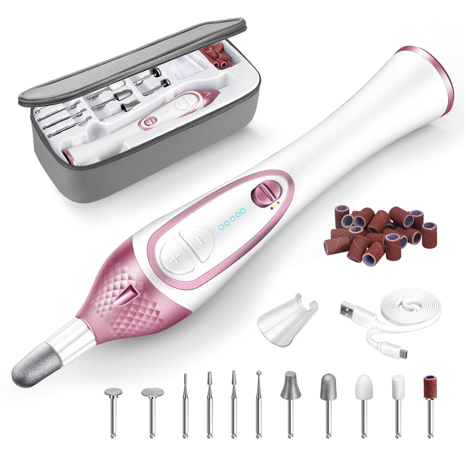 36-Piece Professional Manicure Pedicure Kit-Cordless Electric Nail Fi ...