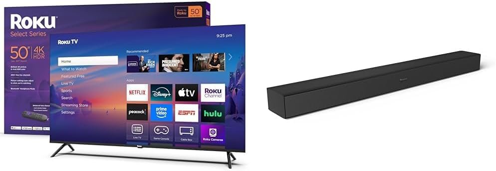 Bundle of Roku Smart TV 2025 – 50-Inch Select Series, 4K HDR TV – Rok ...